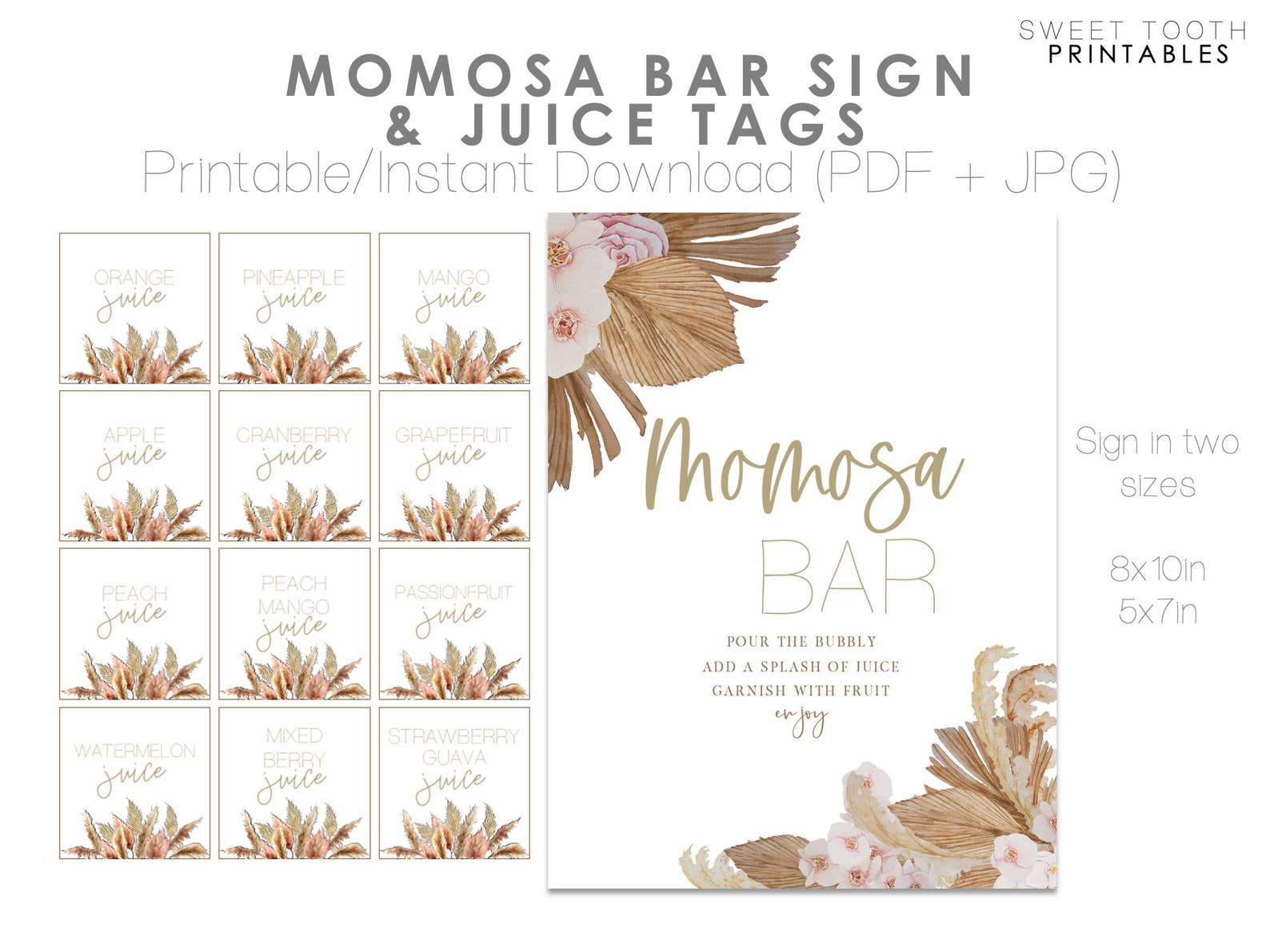 Momosa Bar Printable Sign, Mimosa Bar Sign, Printable Mimosa Bar Sign ...
