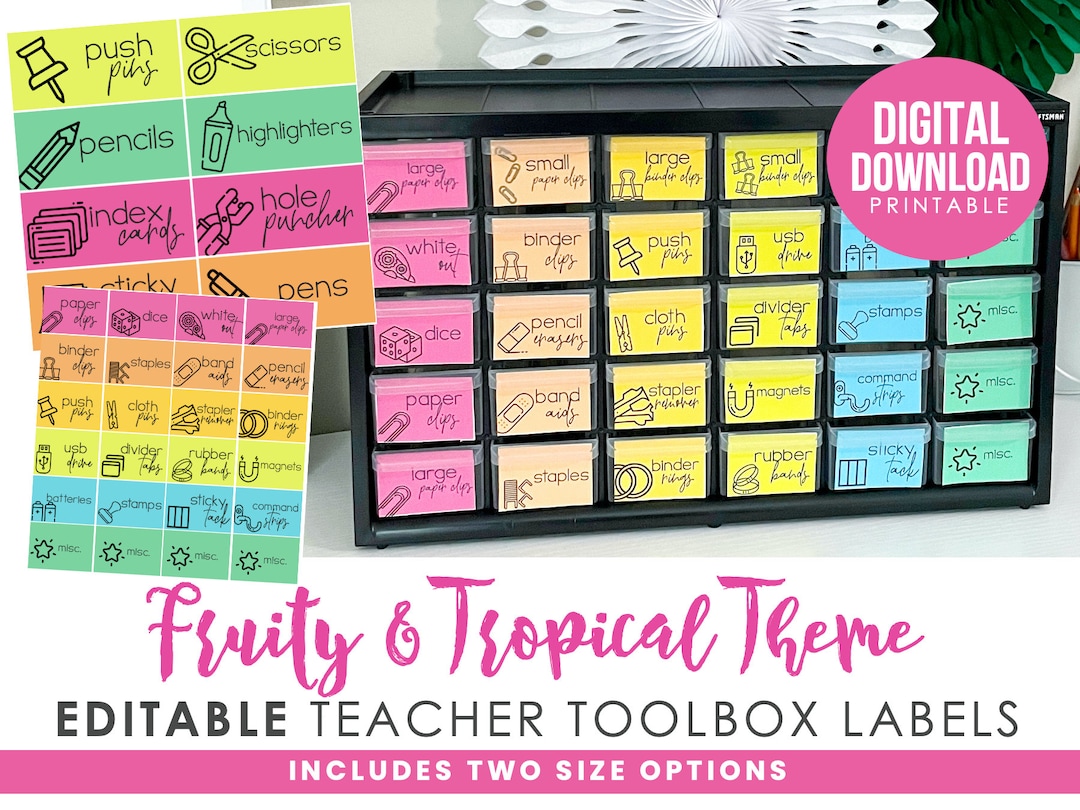 Colorful Classroom Teacher Toolbox Labels | Tropical Classroom Theme ...