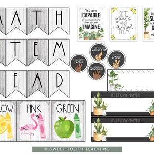 Plants & Lemons Classroom Decor: Farmhouse Theme (EDITABLE Digital ...