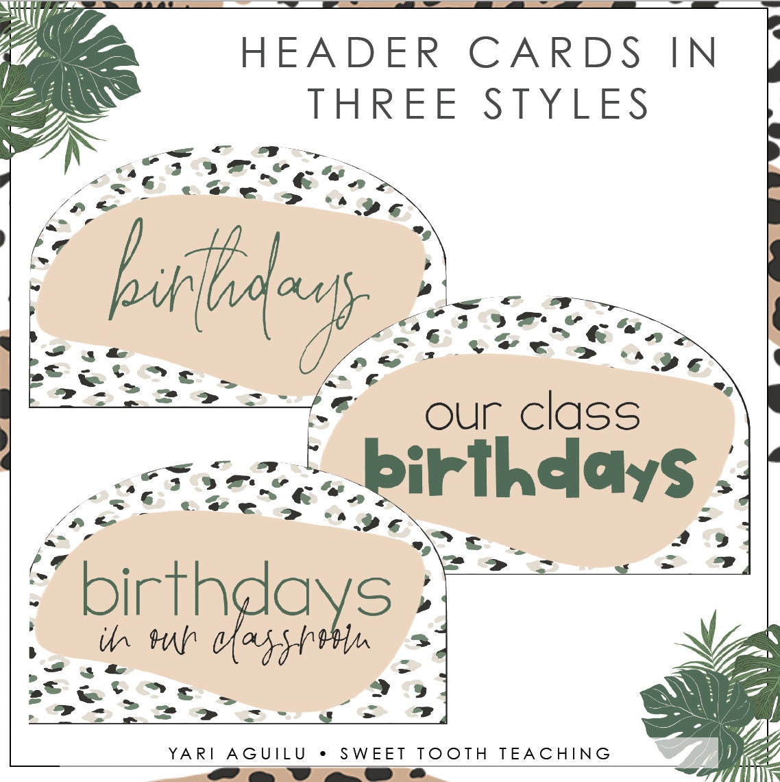 Student Birthdays Display Posters | Printable Classroom Decor | Jungle ...