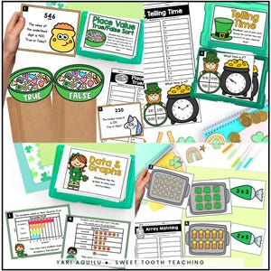 St.patrick's Day Math Centers- 2nd Grade Math Task Cards & Review ...