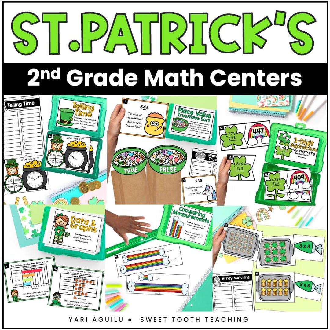 St.patrick's Day Math Centers- 2nd Grade Math Task Cards & Review ...