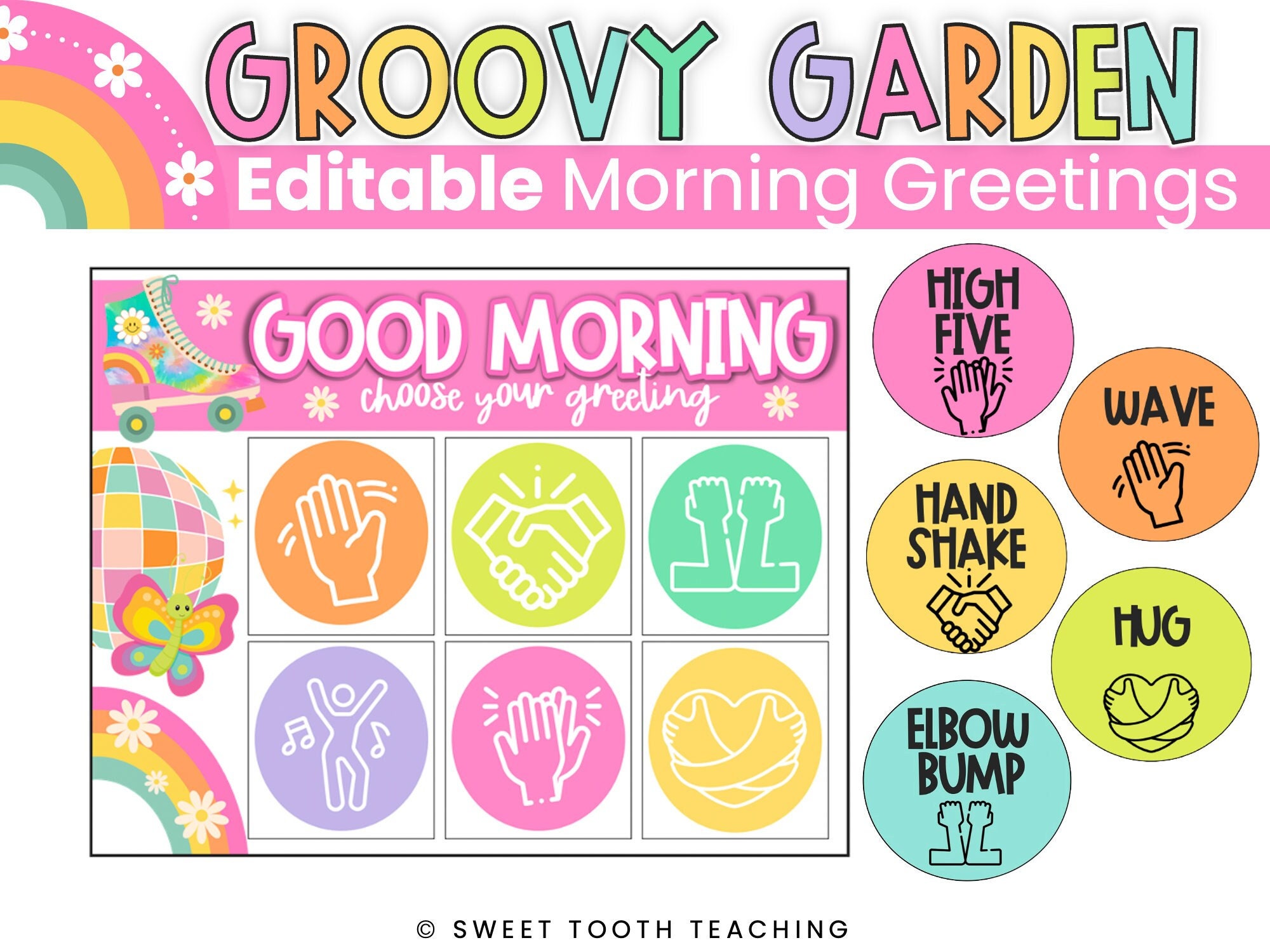Morning Greetings | Groovy Garden Retro Decor | Editable | DIGITAL ...
