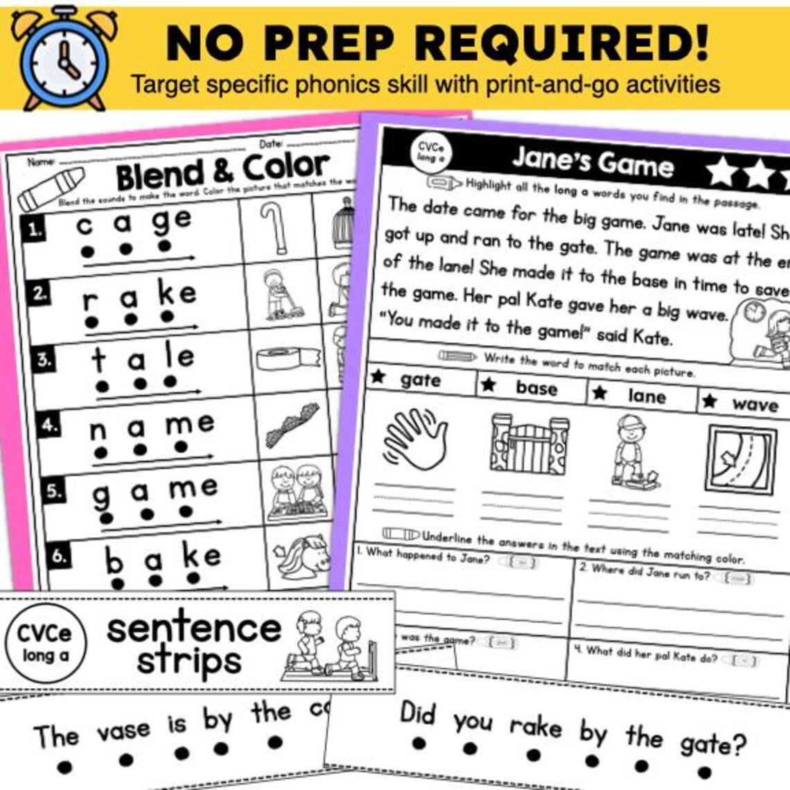 CVC and CVCE Phonics Decoding Worksheets- Long & Short Vowel Passages ...