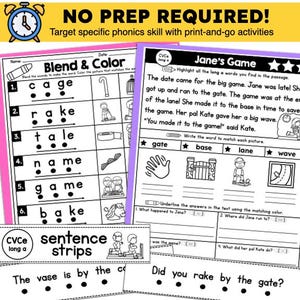 CVC and CVCE Phonics Decoding Worksheets- Long & Short Vowel Passages ...