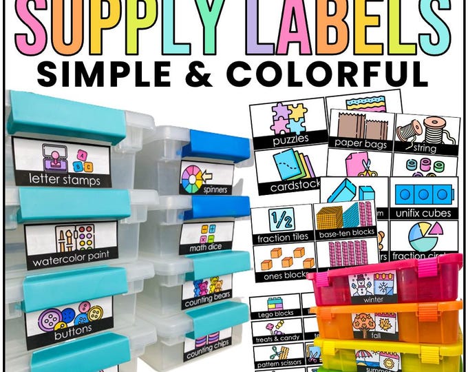 Editable Colorful Supply Bin Labels - Classroom Supplies - Etsy Canada