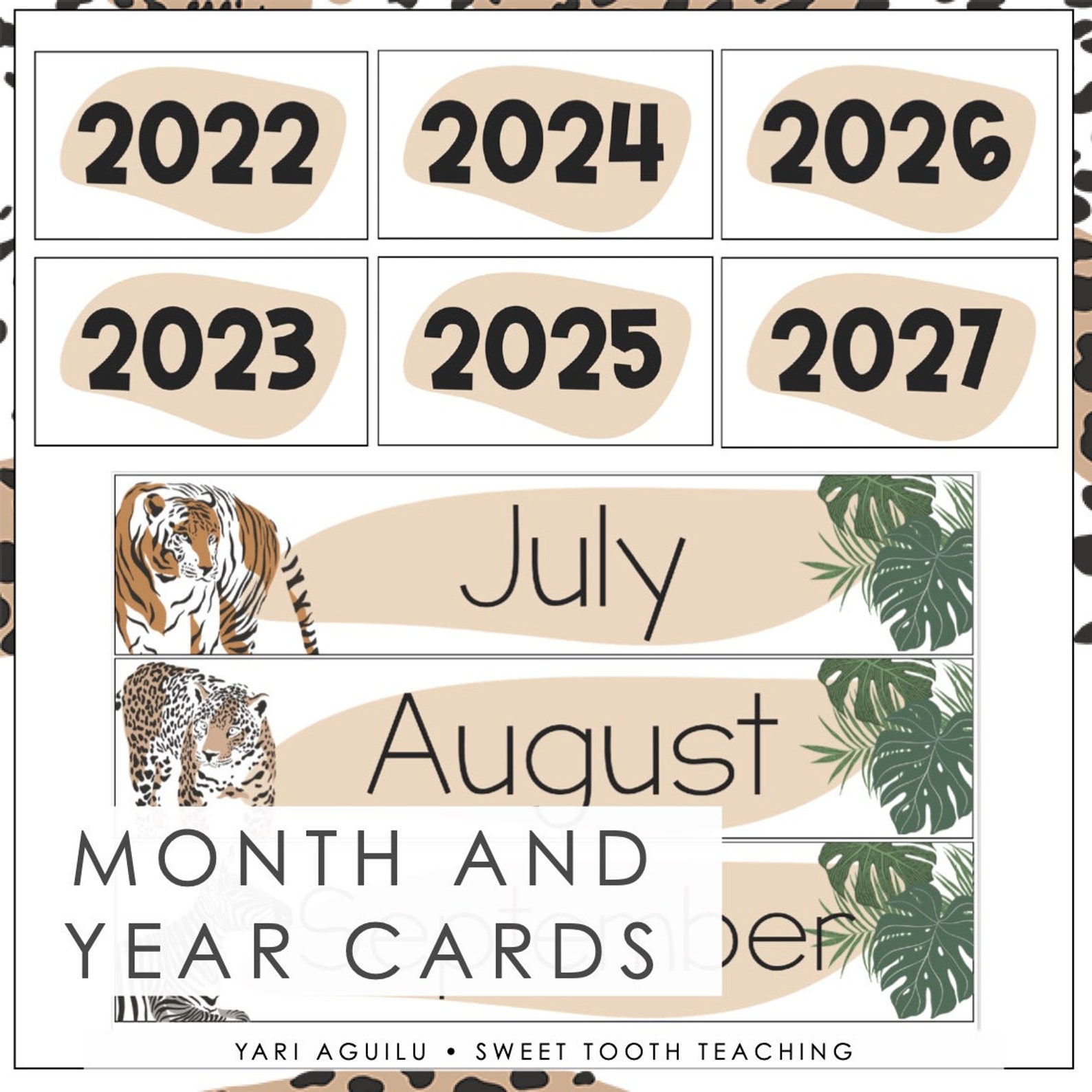 Printable Classroom Decor Large Calendar Modern Jungle Theme - Etsy