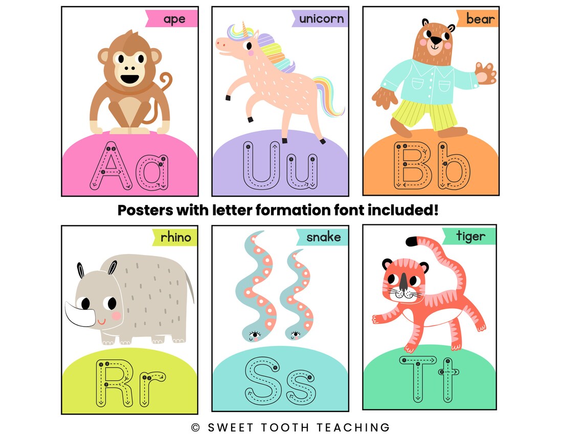 Colorful Primary Alphabet Posters | Traceable Letters | Groovy Garden ...
