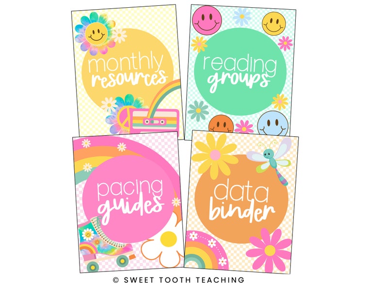 Binder Covers & Spines | Editable | Groovy Garden Retro Decor | DIGITAL ...