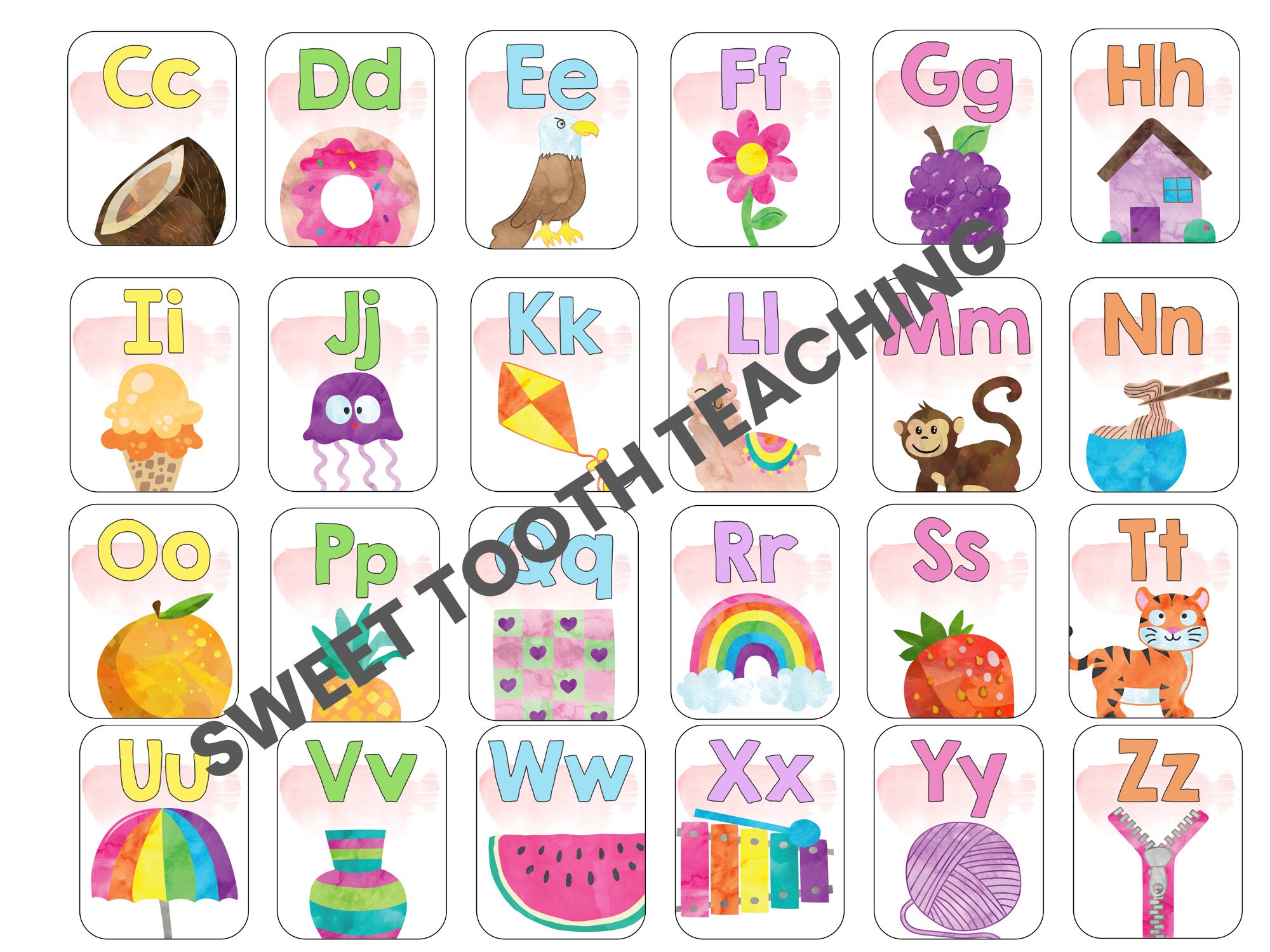 Colorful Alphabet Posters Print & Cursive ABC Posters - Etsy