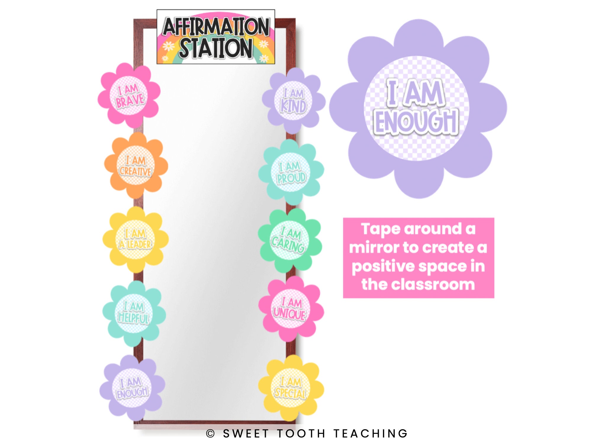 Flower Affirmations for Mirror Groovy Garden Decor I Am - Etsy
