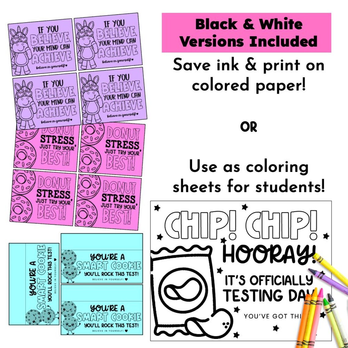 Motivational Testing Treat Tags: Unicorn, Cookie, Chip, Donut (PDF) - Etsy