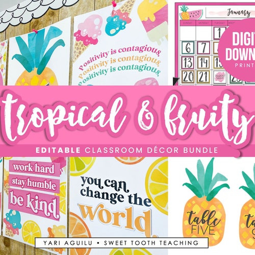 Colorful Classroom Decor Tropical & Fruity Classroom Theme - Etsy