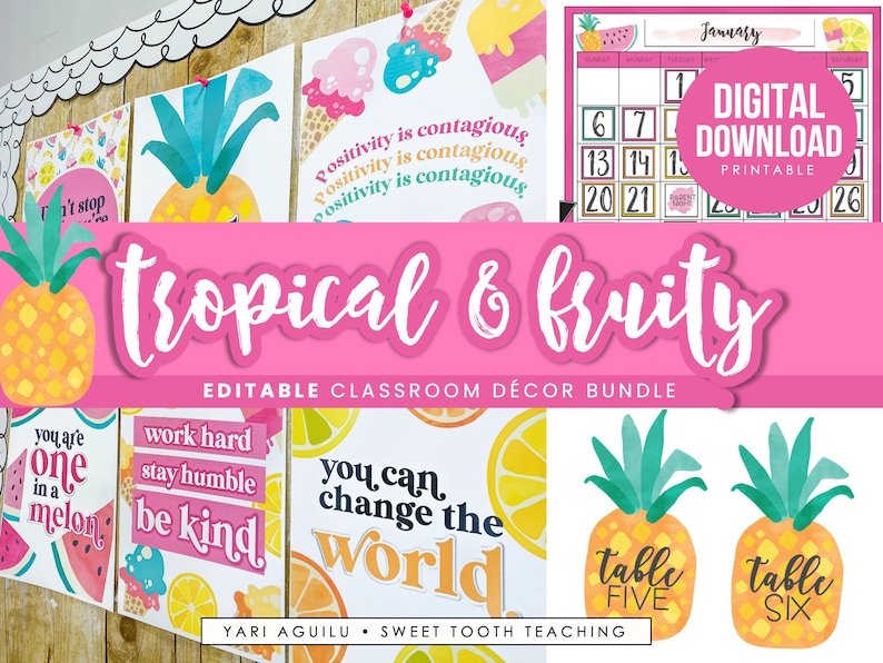Colorful Classroom Decor Tropical & Fruity Classroom Theme - Etsy