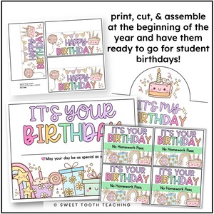 Printable Student Birthday Gift Set: Certificates, Hats, Tags (digital ...