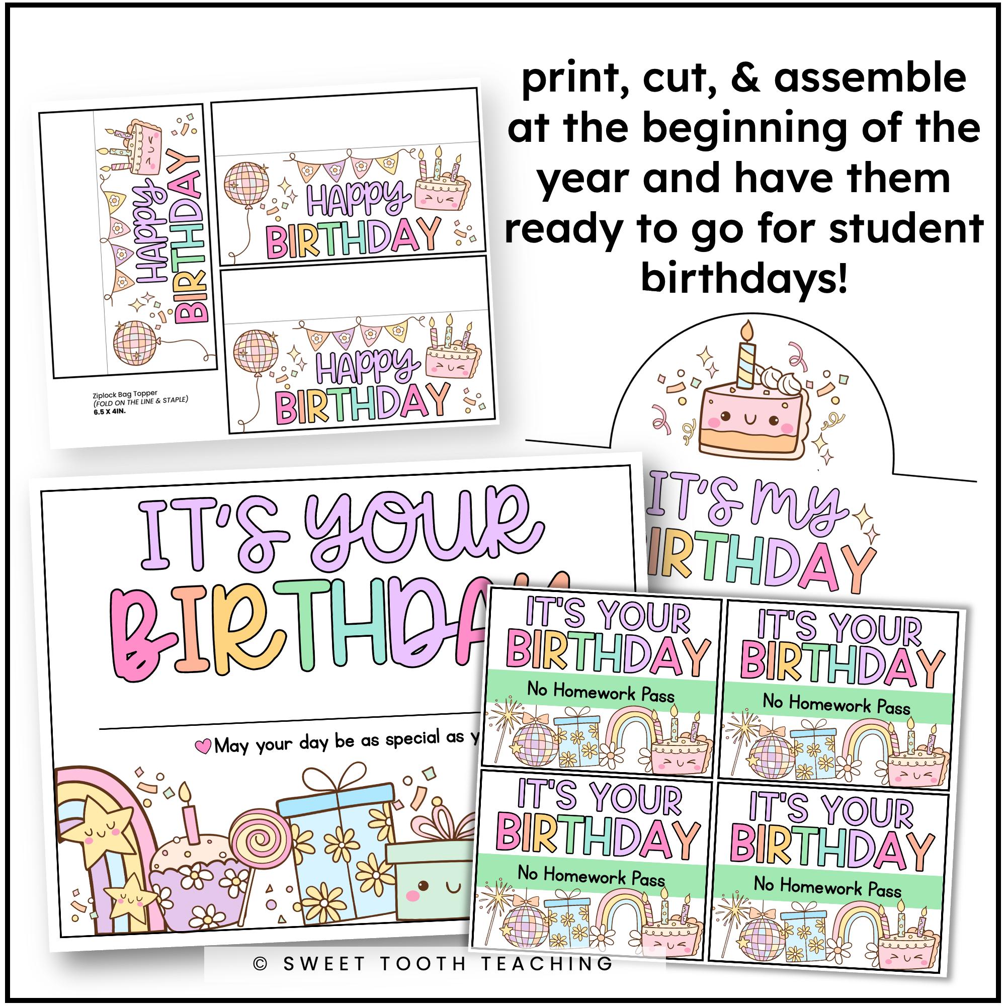 Printable Student Birthday Gift Set: Certificates, Hats, Tags (digital ...