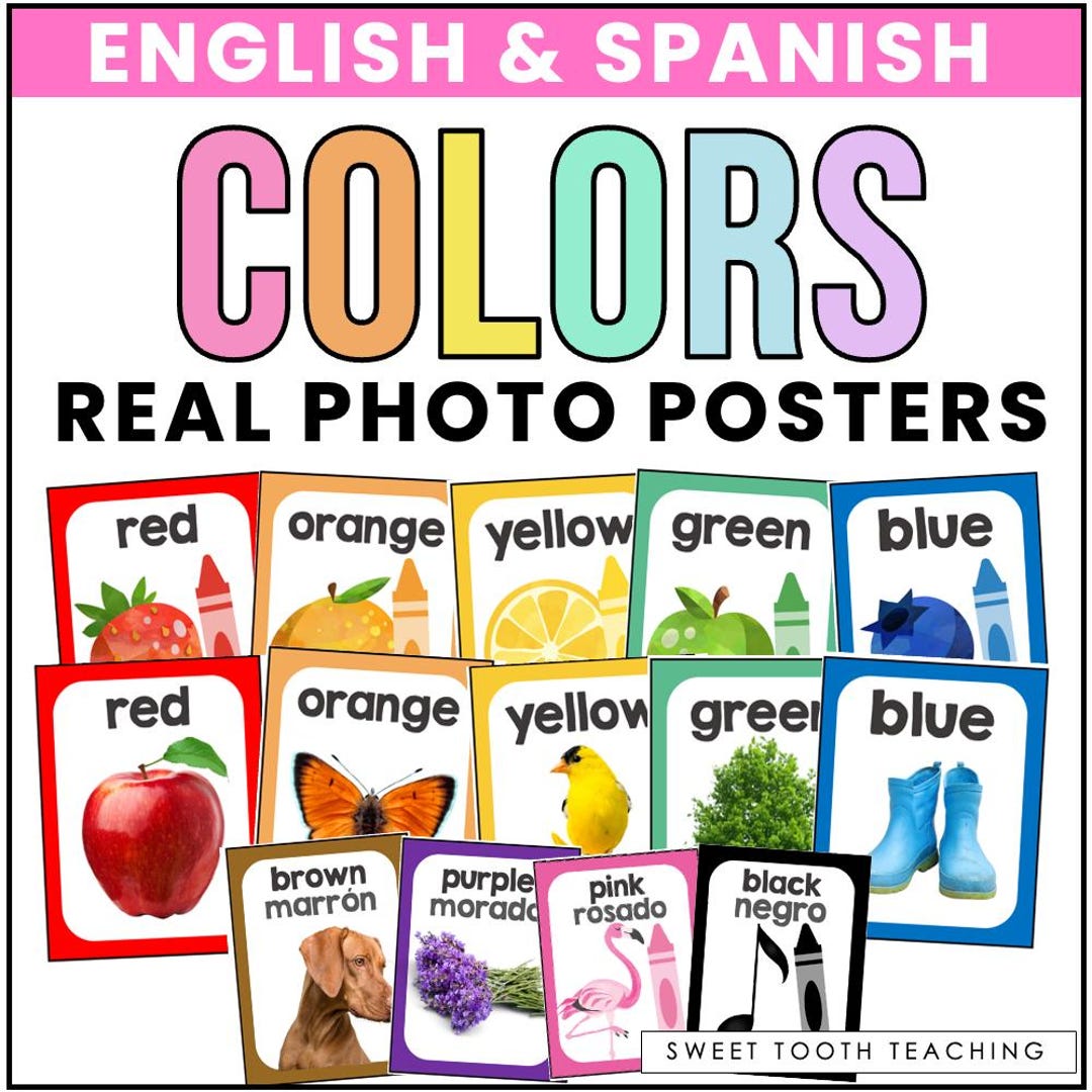 Color Posters With Real Photos and Clipart | English, Spanish, and ...