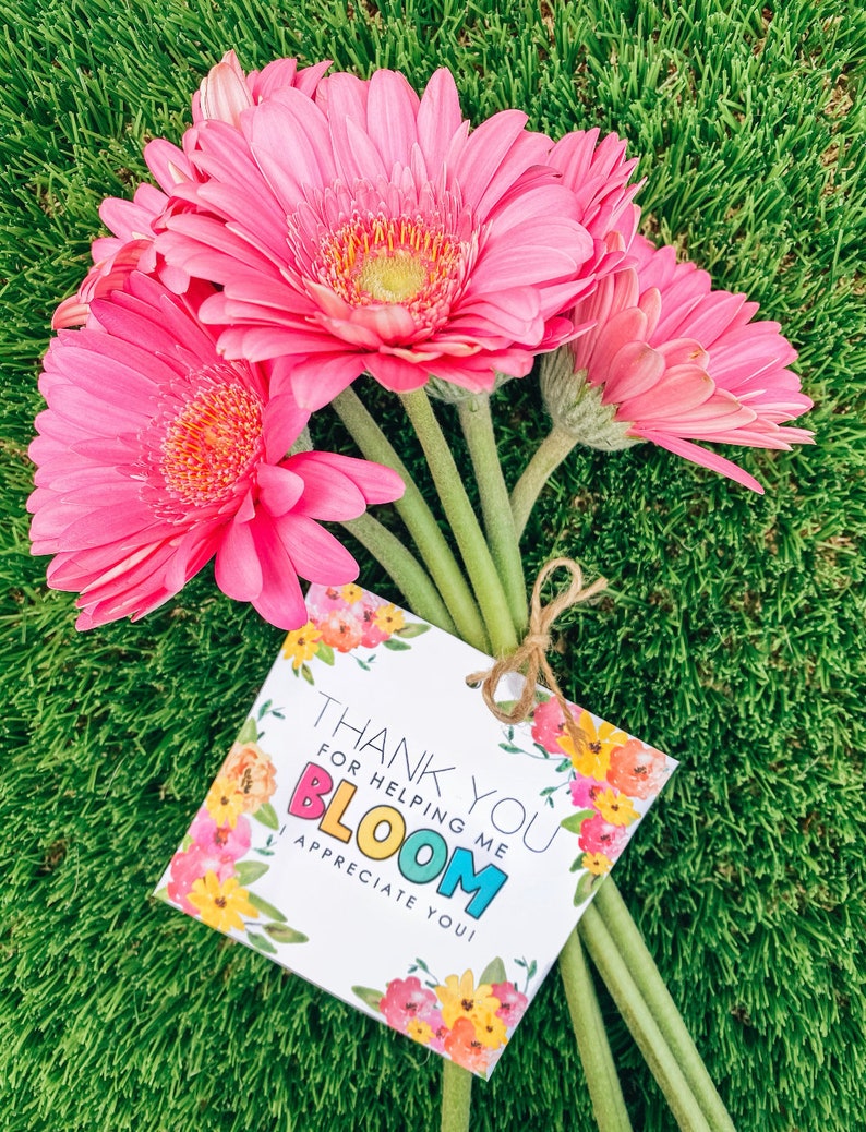 Teacher Appreciation Thank You Tags: Helping Me Bloom (printable PDF ...