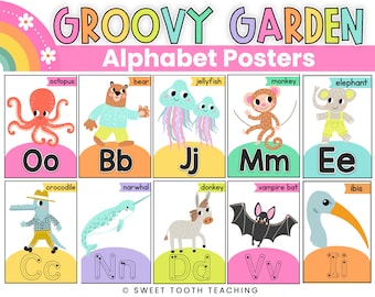 Colorful Primary Alphabet Posters | Traceable Letters | Groovy Garden ...