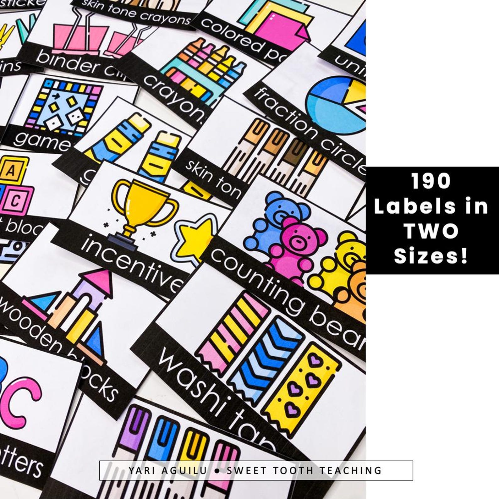 Colorful Classroom Supply Labels With Pictures | EDITABLE Classroom ...