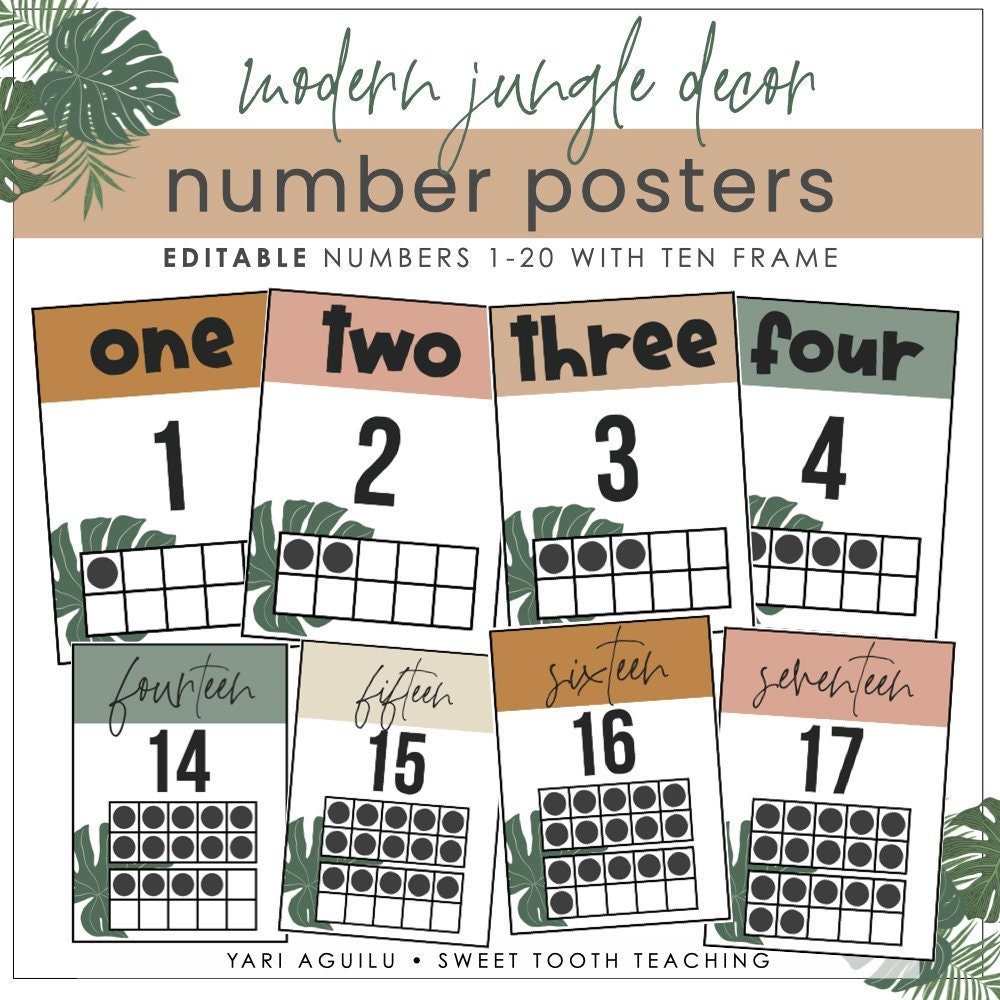Printable Classroom Decor Jungle Theme Number Posters - Etsy Canada