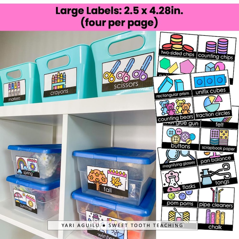 Colorful Classroom Supply Labels With Pictures | EDITABLE Classroom ...
