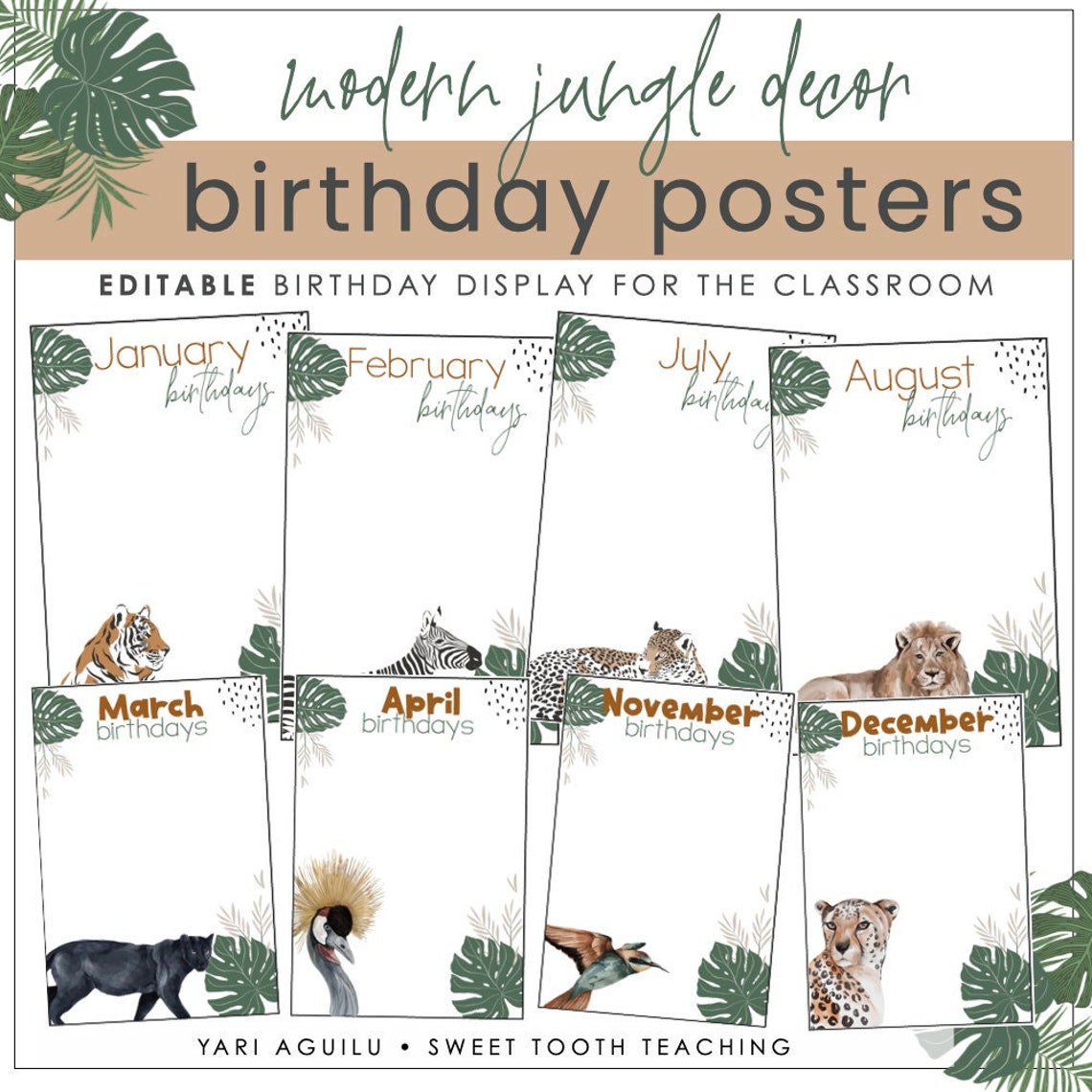 Student Birthdays Display Posters Printable Classroom Decor - Etsy