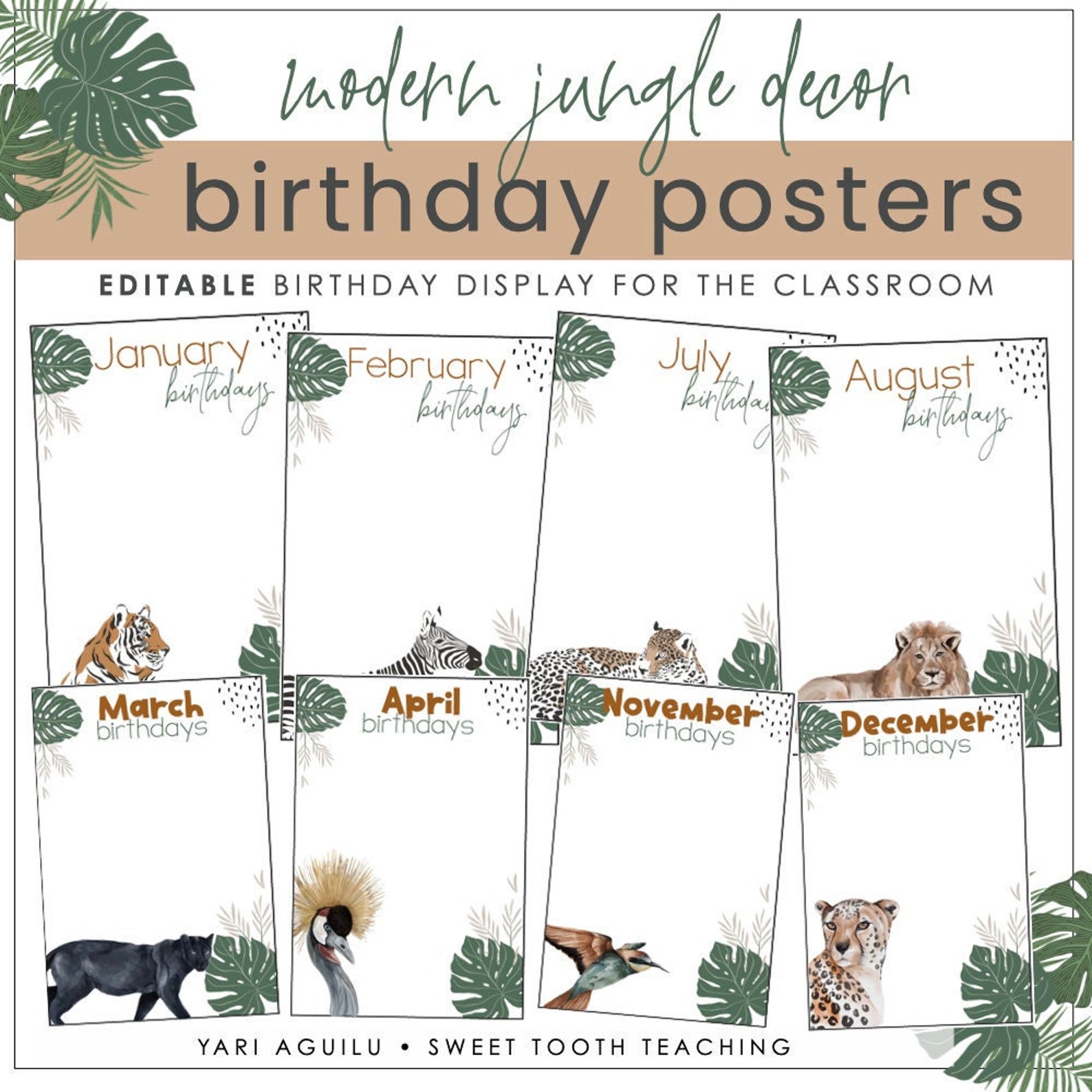 Student Birthdays Display Posters Printable Classroom Decor - Etsy