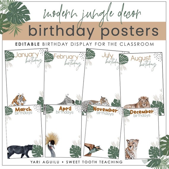 Student Birthdays Display Posters Printable Classroom Decor - Etsy