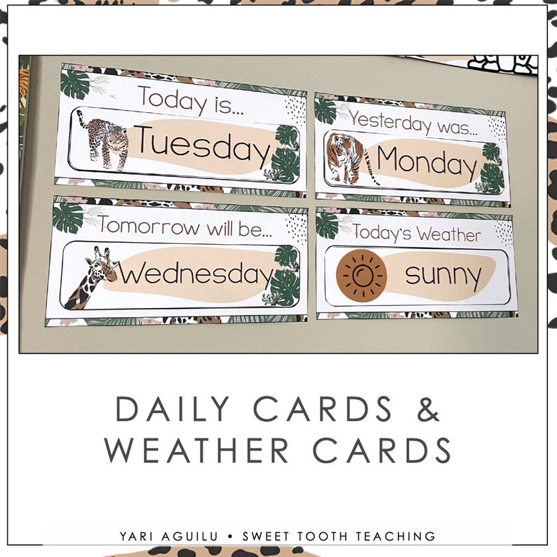 Printable Classroom Decor Large Calendar Modern Jungle - Etsy