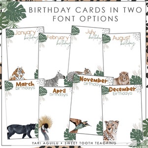 Student Birthdays Display Posters | Printable Classroom Decor | Jungle ...