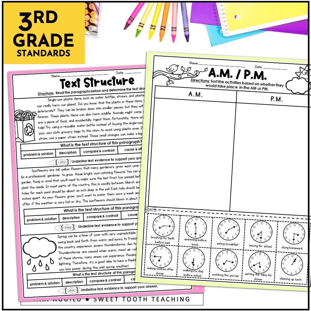 3rd Grade Review Worksheets Homeschooling | Spring Math, Reading ...