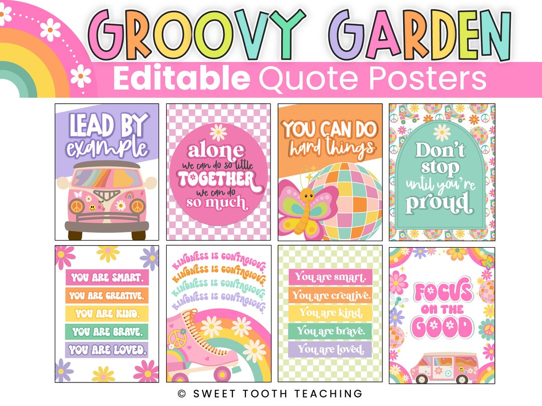 Groovy Garden Classroom Quote Posters: Motivational Decor (digital ...
