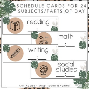 Classroom Schedule Cards | Printable Classroom Decor | Jungle Theme - Etsy