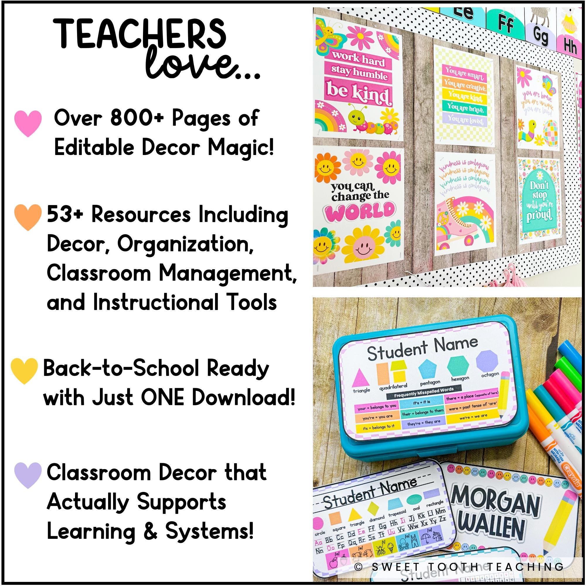 Groovy Garden Classroom Decor Bundle | Retro Colorful Decor - Etsy