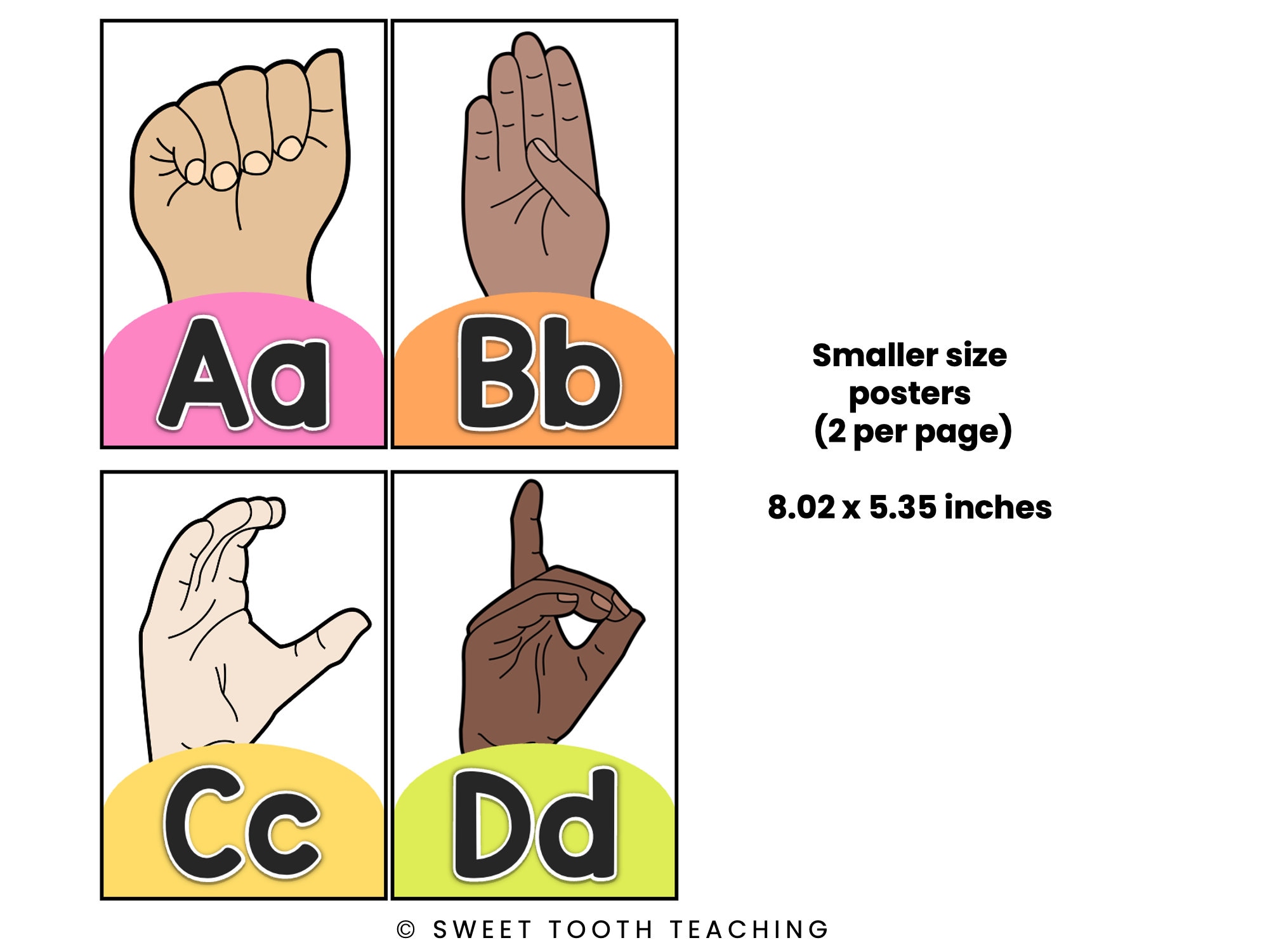 Colorful ASL Alphabet Posters American Sign Language Abc Groovy Garden ...