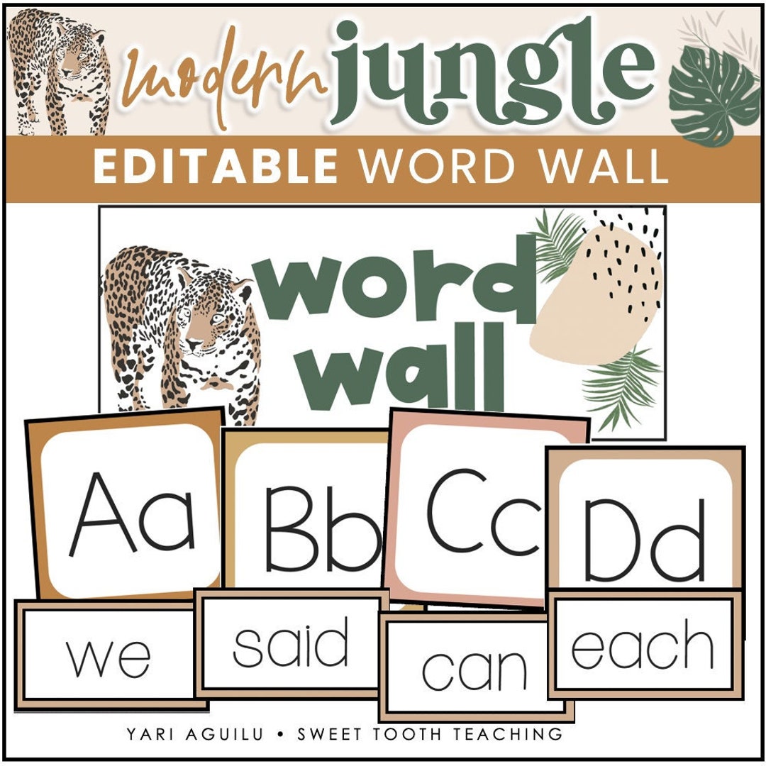 Classroom Word Wall | Jungle Theme Printable Classroom Decor - Etsy
