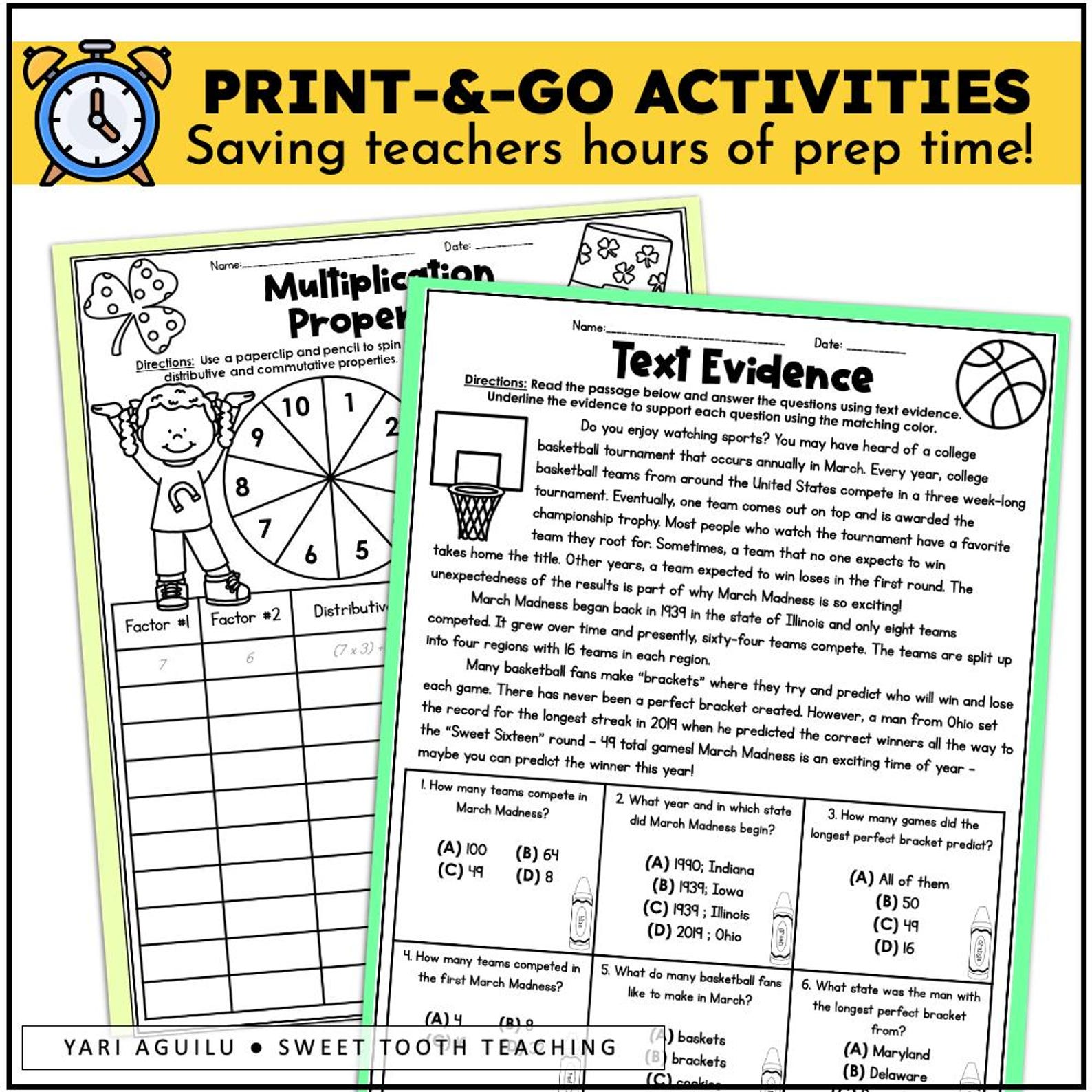 3rd Grade Review Worksheets Homeschooling | Spring Math, Reading ...