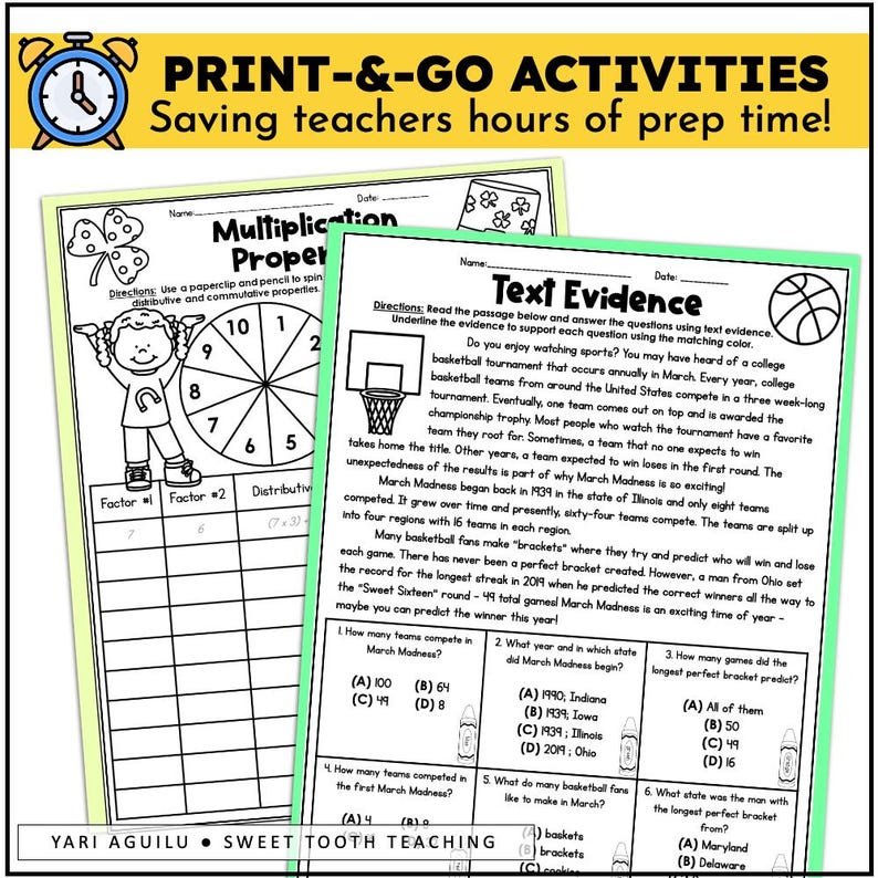 3rd Grade Review Worksheets Homeschooling | Spring Math, Reading ...