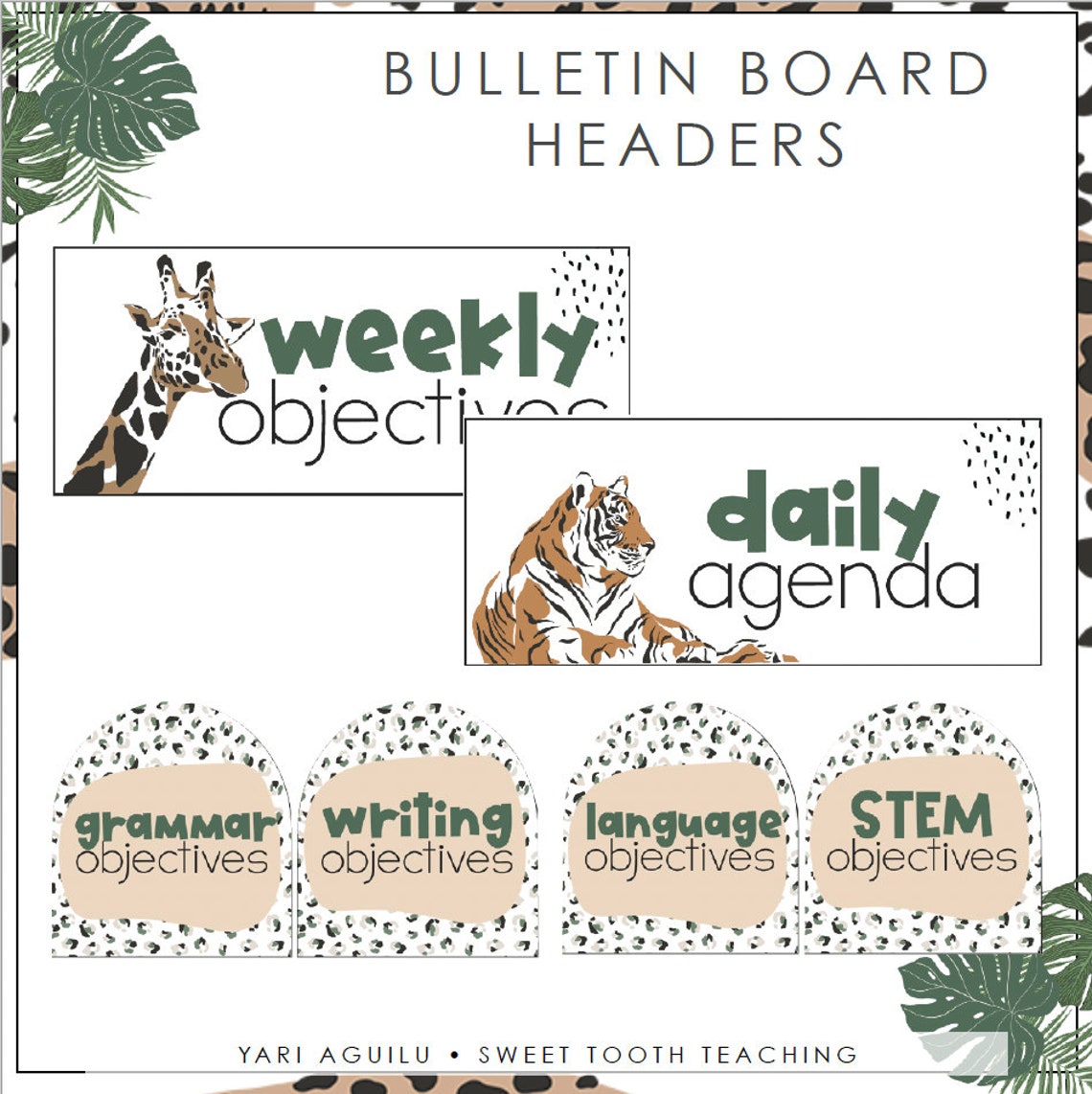 Printable Jungle Theme Classroom Decor Learning Objectives - Etsy