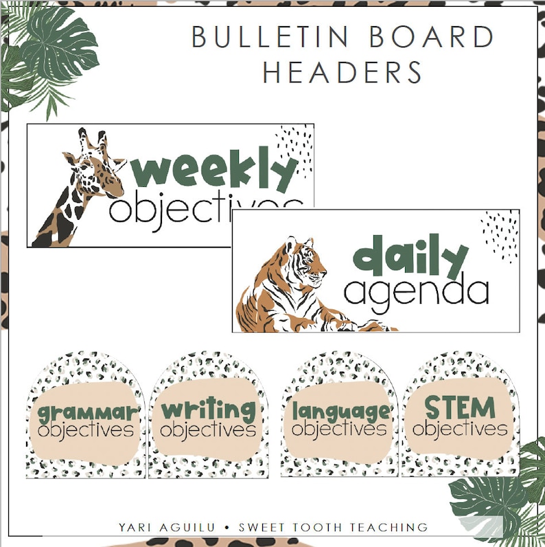 Printable Jungle Theme Classroom Decor Learning Objectives | Etsy