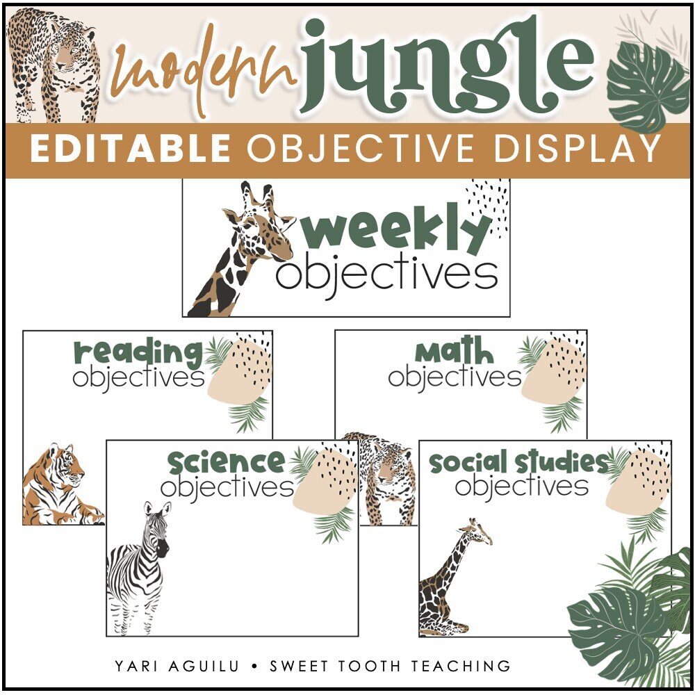 Printable Jungle Theme Classroom Decor Learning Objectives - Etsy Australia