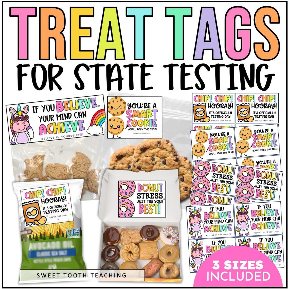 Motivational Testing Treat Tags: Unicorn, Cookie, Chip, Donut (PDF) - Etsy