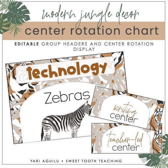 Classroom Centers Rotation Chart Printable Jungle Classroom - Etsy