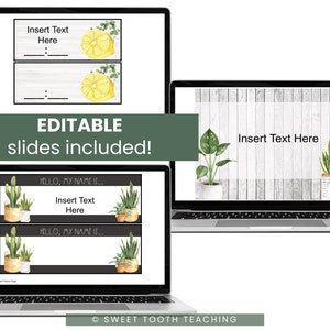 Plants & Lemons Classroom Decor: Farmhouse Theme (EDITABLE Digital ...