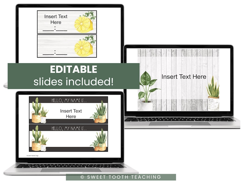 Plants & Lemons Classroom Decor: Farmhouse Theme (EDITABLE Digital ...