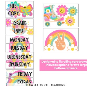 Groovy Classroom Drawer Labels for Rolling Cart | DIGITAL DOWNLOAD - Etsy