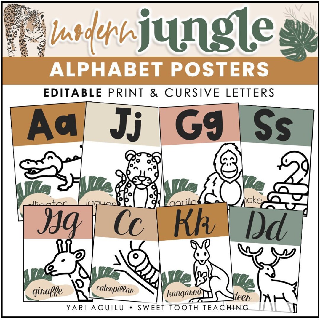 Jungle Alphabet Posters | Jungle Classroom Decor - Etsy