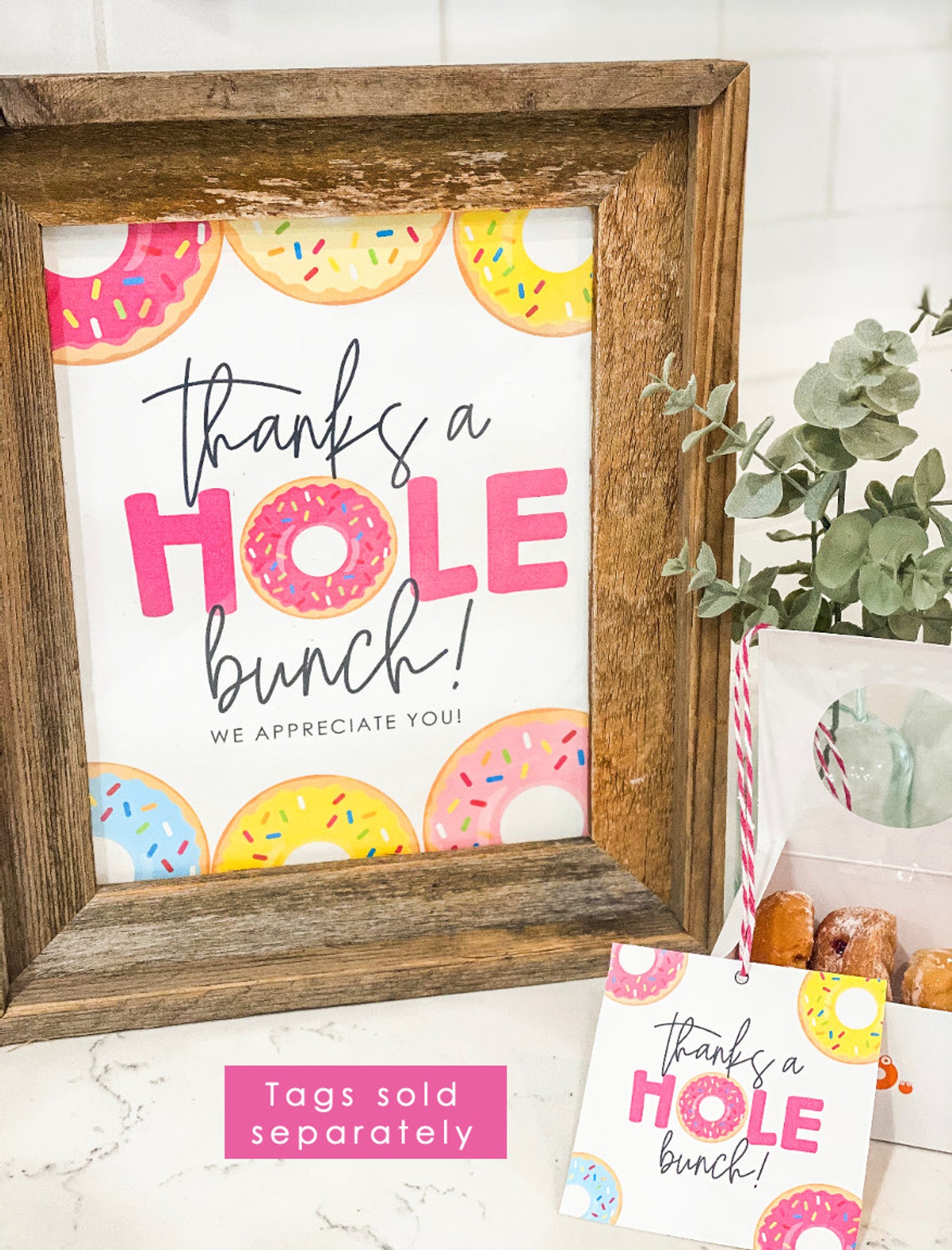 Donut Thank You Sign Thanks a Hole Bunch Sign Teacher - Etsy