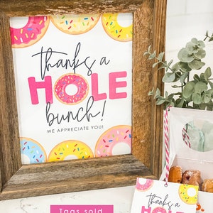 Donut Thank You Sign, Thanks a Hole Bunch Sign, Teacher Appreciation ...